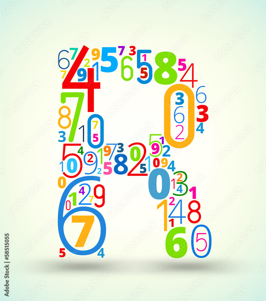 Letter R, colored vector font from numbers Stock Vector | Adobe Stock
