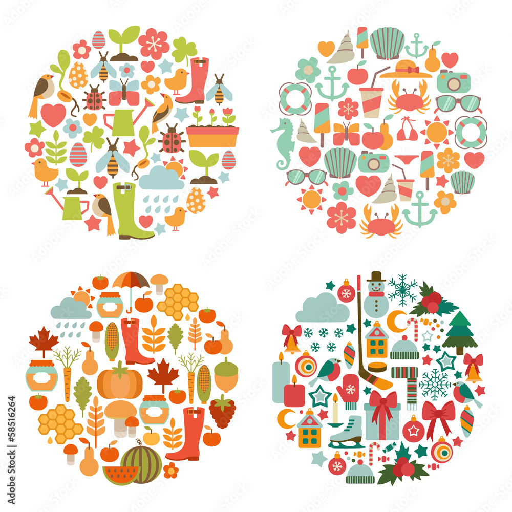 set of seasonal cards Stock-Vektorgrafik | Adobe Stock