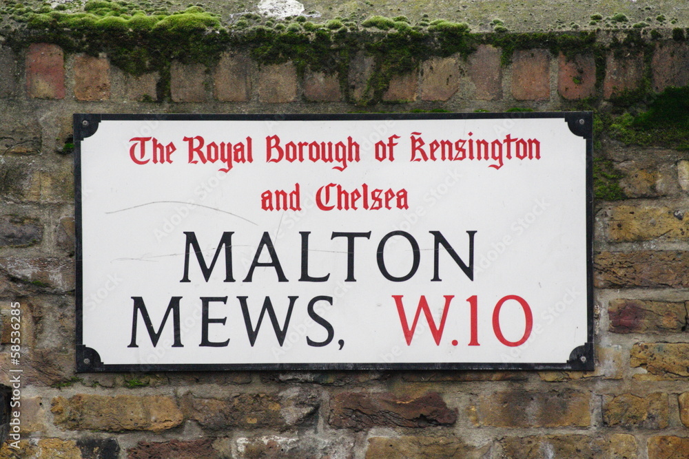 malton mews w10 street sign a famous London Address Stock-Foto | Adobe ...