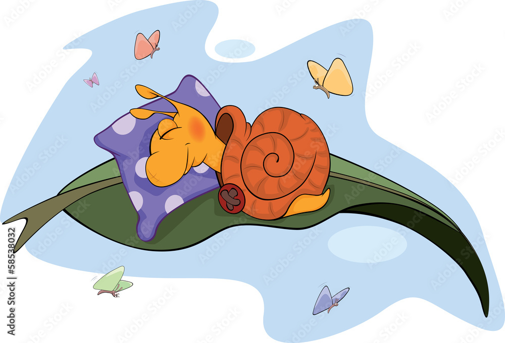 Sleeping snail cartoon Stock Vector | Adobe Stock