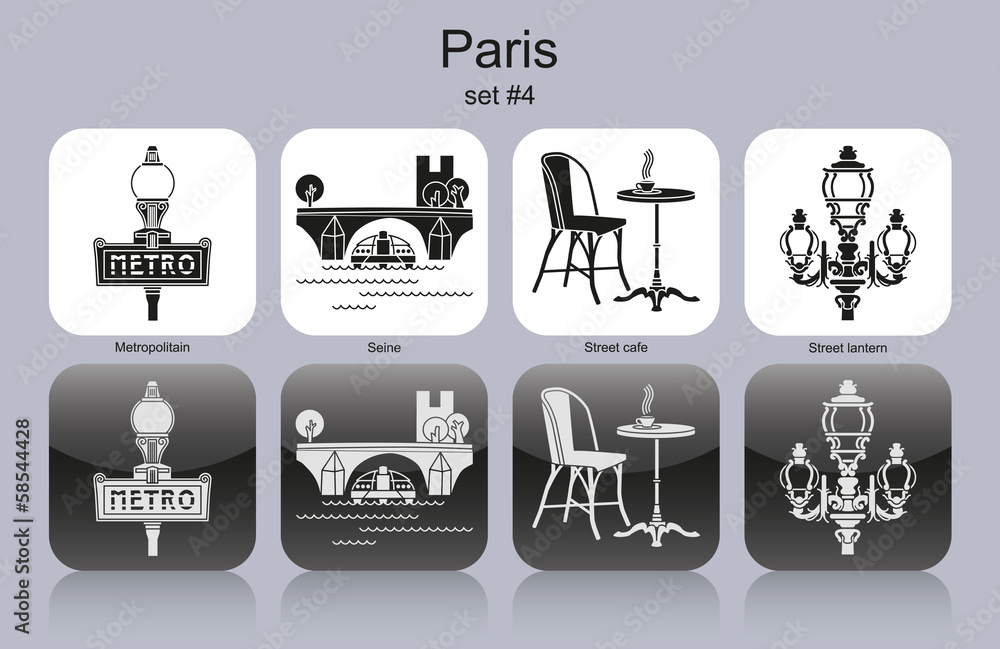 Paris icons Stock Vector | Adobe Stock