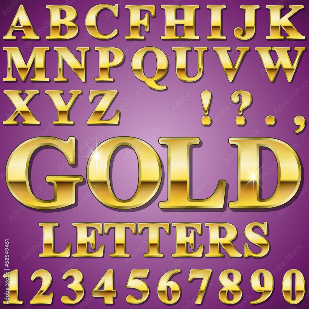 Gold Letters Stock Vector | Adobe Stock
