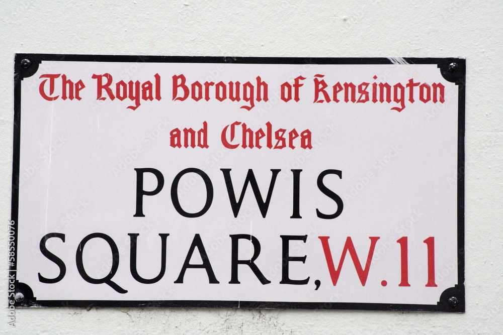 Powis Square steet sign a central london address Stock Photo | Adobe Stock