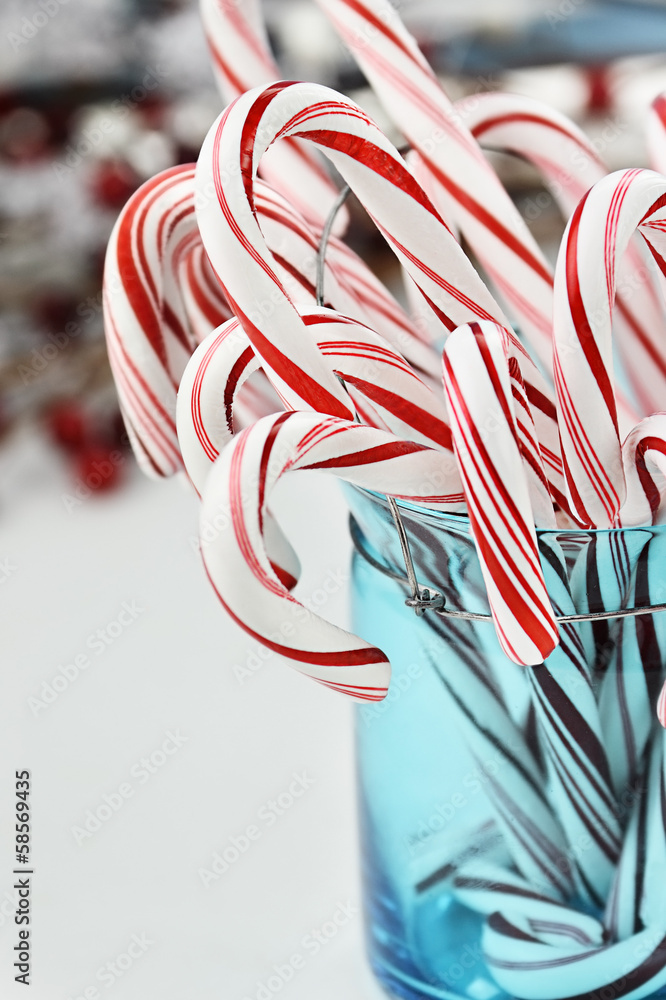 Candy Canes in Blue Container Stock Photo | Adobe Stock