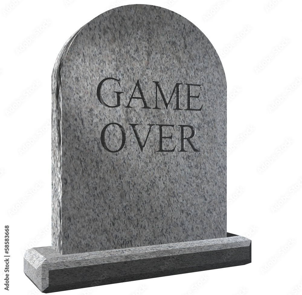 Illustration of a Tombstone with Amusing Game Over message Stock ...