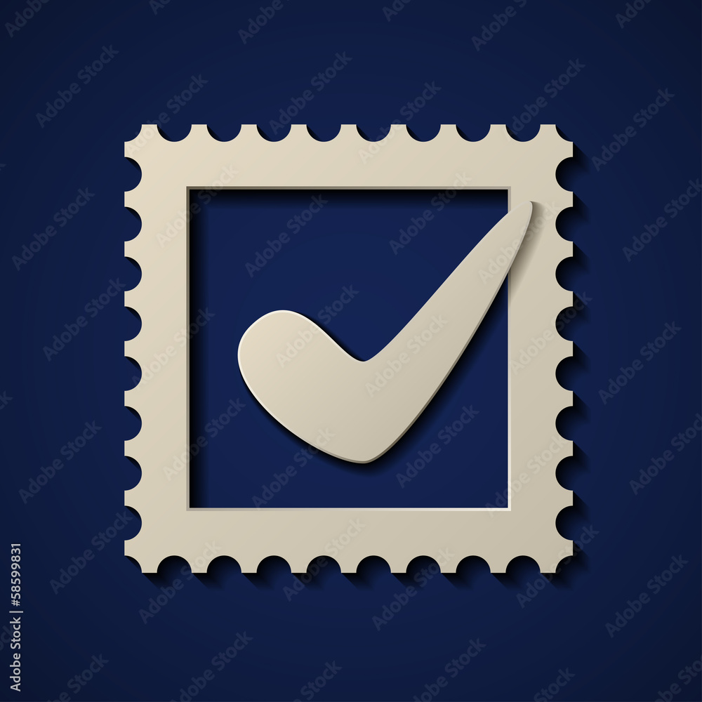 vector paper positive checkmark postage stamp Stock Vector | Adobe Stock