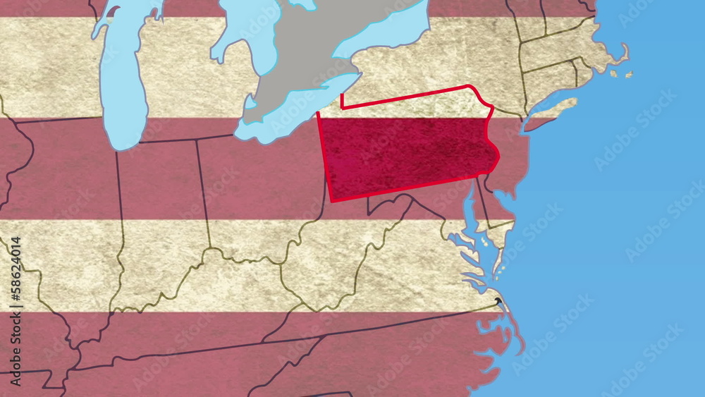 Pennsylvania pull out, smooth USA map, all states available Stock Video ...