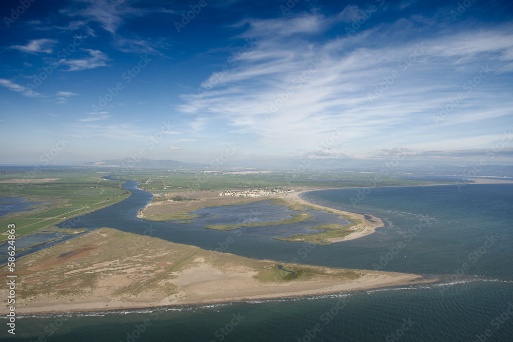 Desembocadura rio Ebro, vista aerea foto de Stock | Adobe Stock