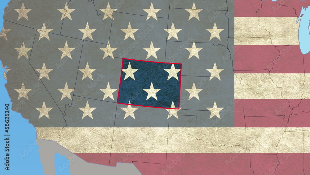 Colorado pull out, smooth USA map, all states available Stock 비디오 ...