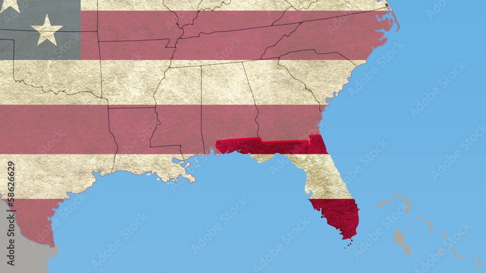 Florida pull out, smooth USA map, all states available Stock Video ...