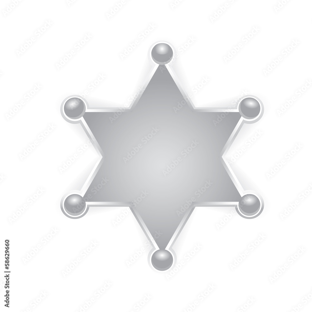 vector silver police star badge . six-pointed star Stock Vector | Adobe ...