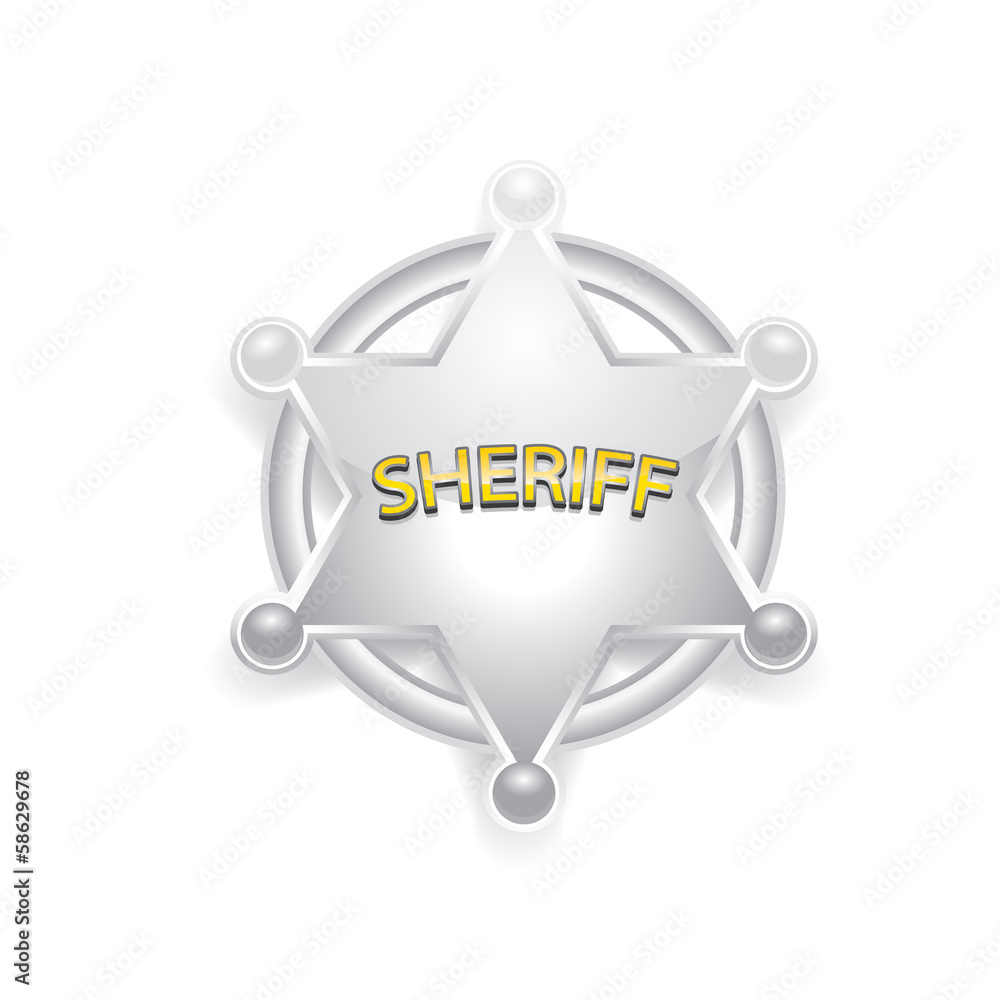 vector silver police star badge . six-pointed star Stock Vector | Adobe ...