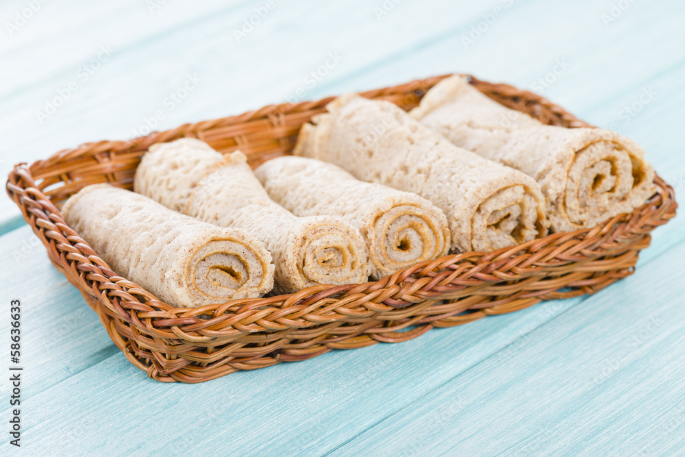 Injera - Ethiopian sourdough flatbread made with teff flour. Stock ...