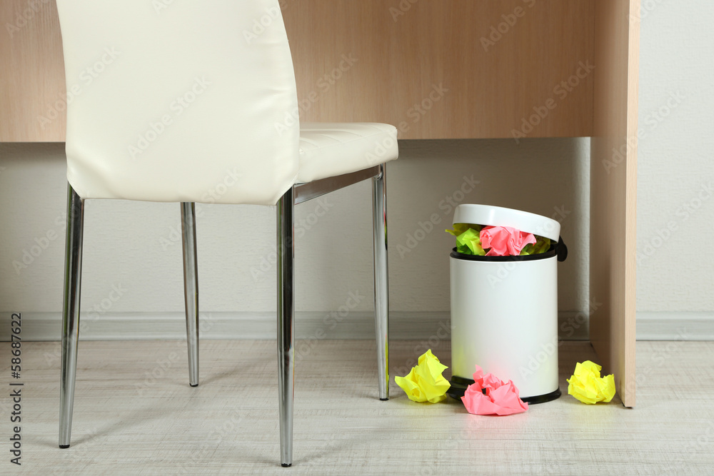 Garbage bin, on office background Stock Photo | Adobe Stock
