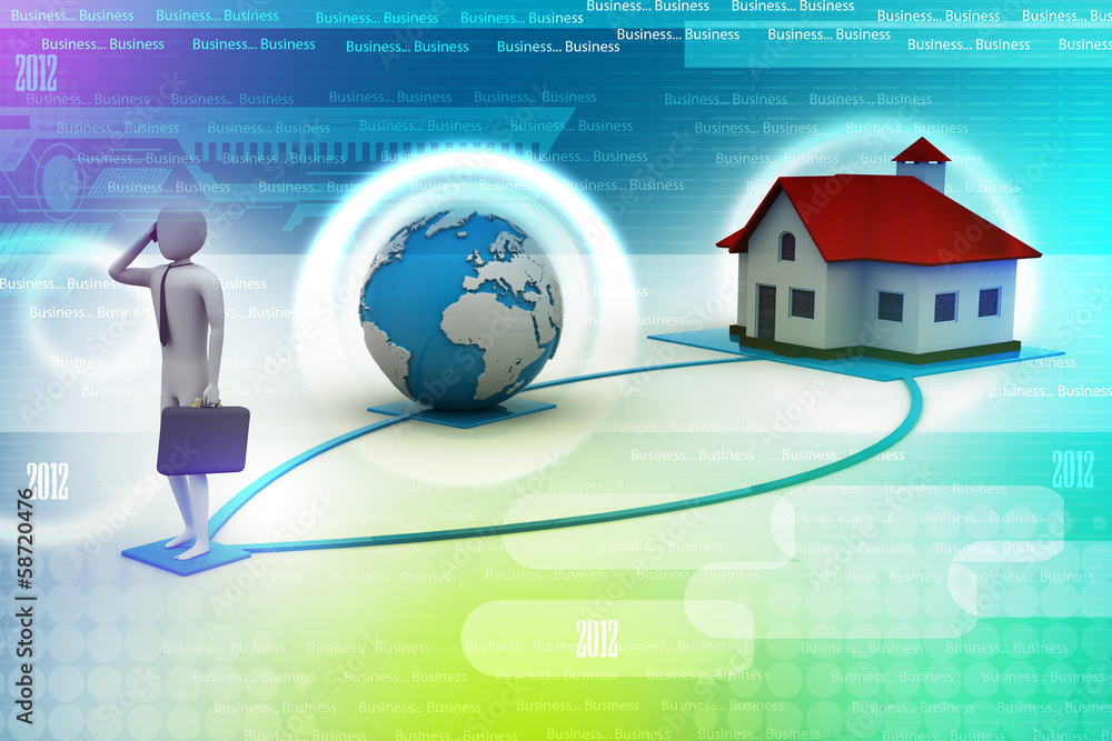 3d man with house Stock Illustration | Adobe Stock