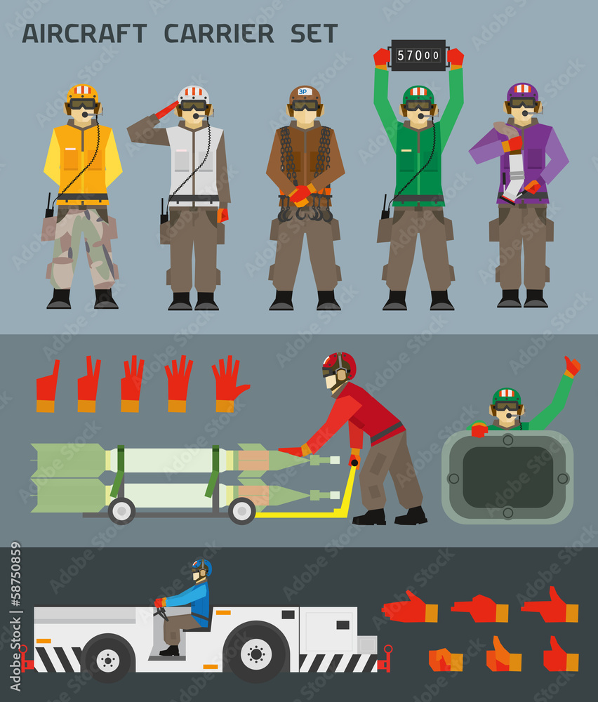 Aircraft carrier crew Stock Vector | Adobe Stock