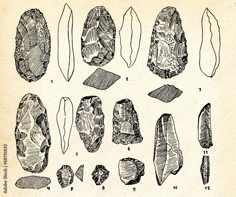 Proto neolithic culture artefacts (microliths -Tardenoisian) Stock ...