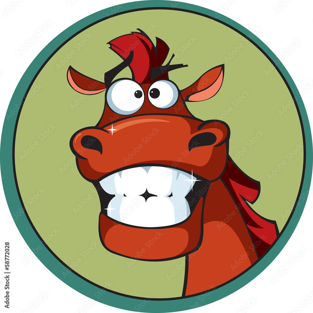 Cartoon horse with a brilliant smile Stock Vector | Adobe Stock