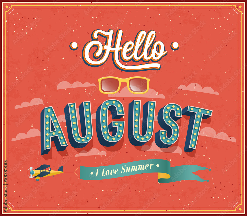 Hello august typographic design. Stock Vector | Adobe Stock