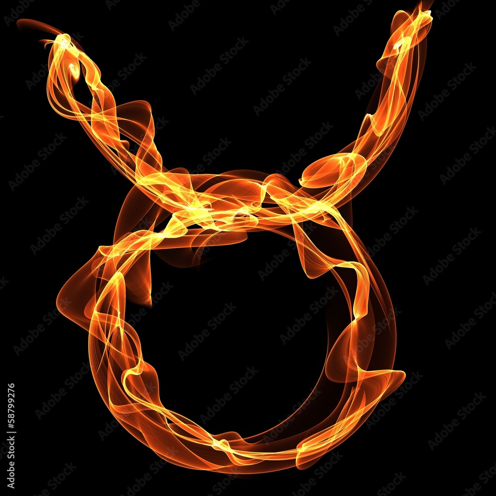 Taurus zodiak made of fire fire Stock-Illustration | Adobe Stock