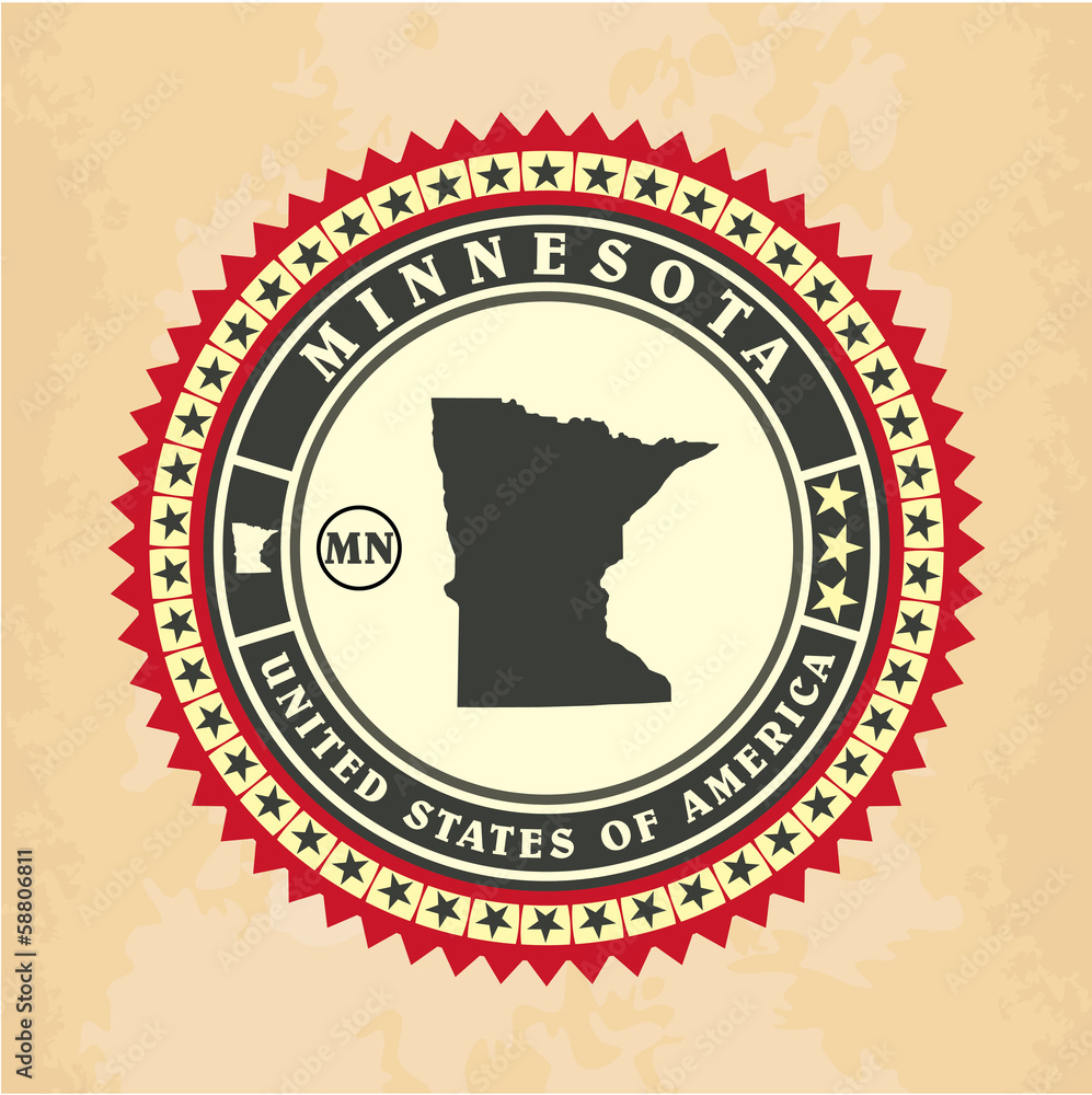 Vintage label-sticker cards of Minnesota Stock Vector | Adobe Stock