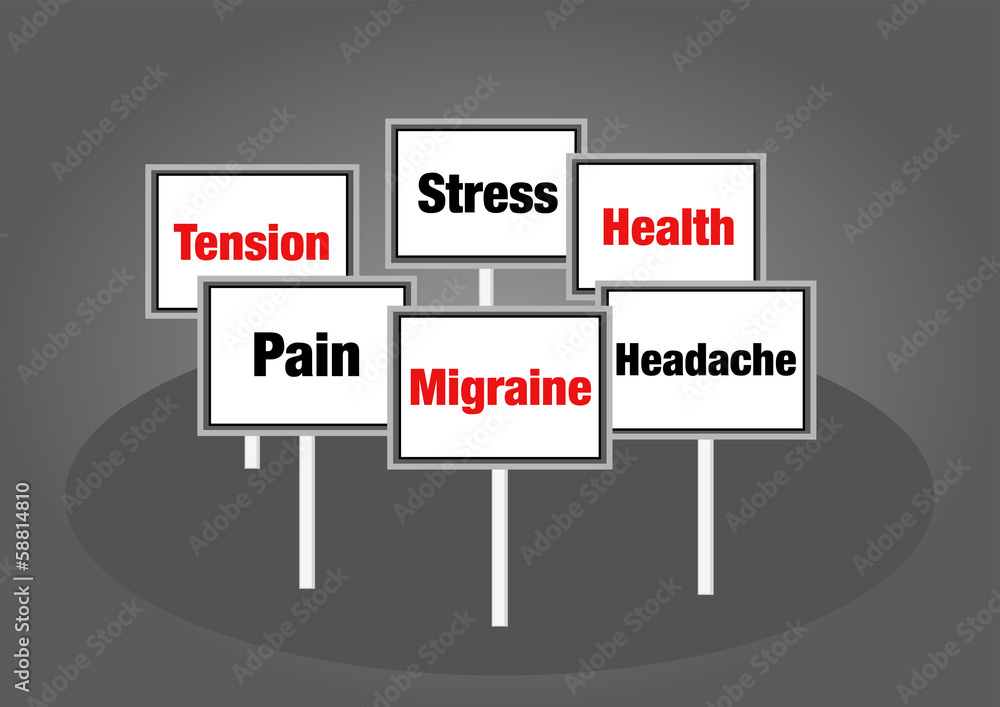 Migraine headache signs Stock Illustration | Adobe Stock