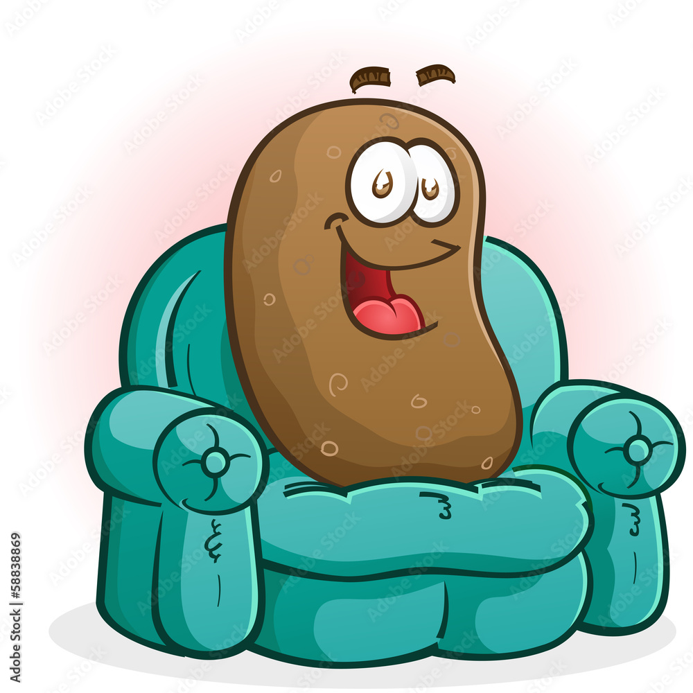 Couch Potato Cartoon Character Stock Vector | Adobe Stock