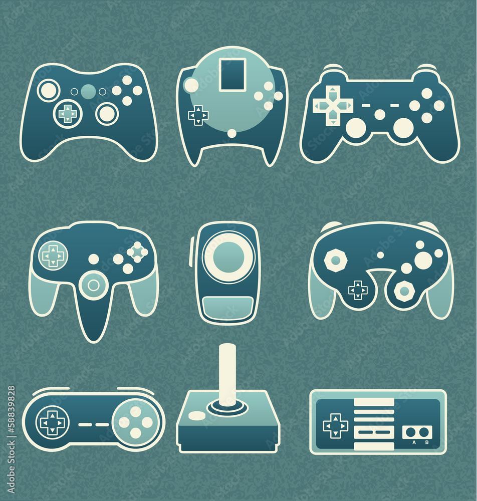 Vector Set: Retro Video Game Remote Controls Stock Vector | Adobe Stock