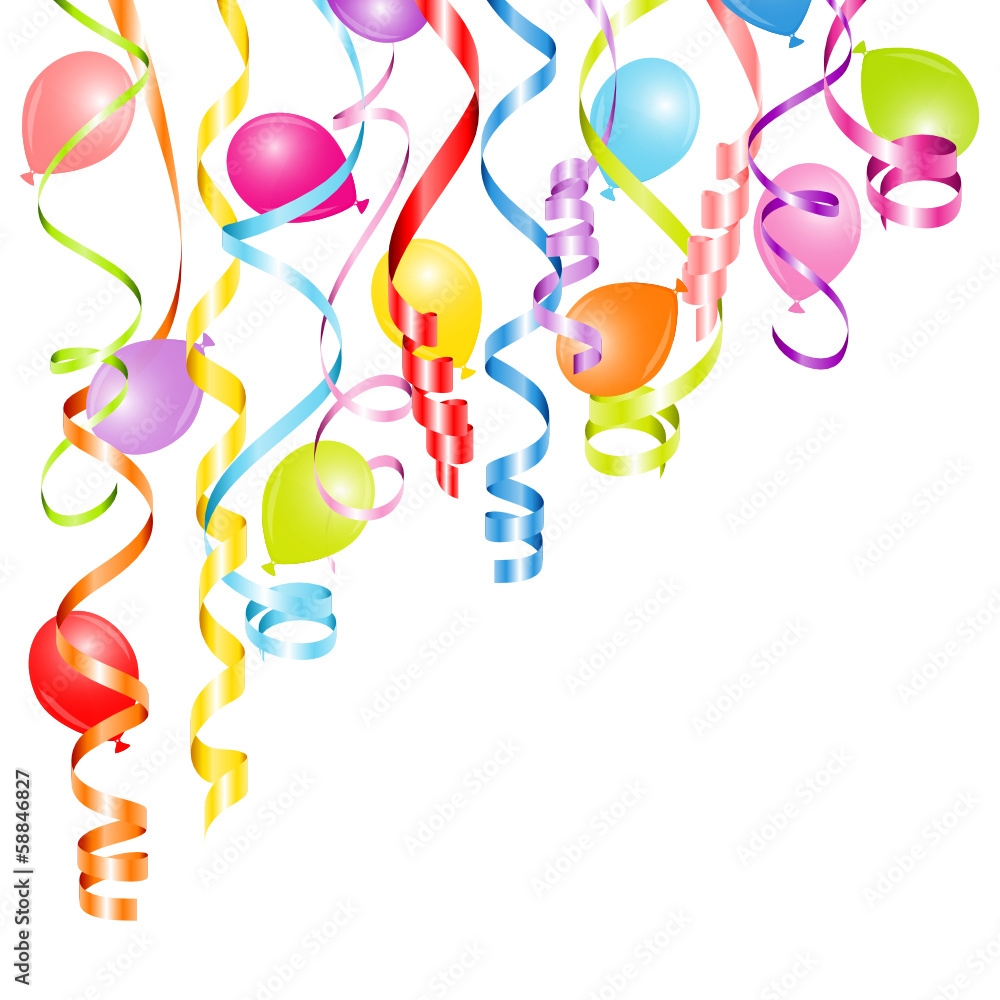 Streamers & Balloons Color Party Background Stock Vector | Adobe Stock