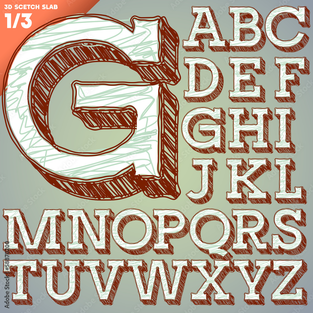 Sketch alphabet. Hand drawing font. Slab style Stock Vector | Adobe Stock