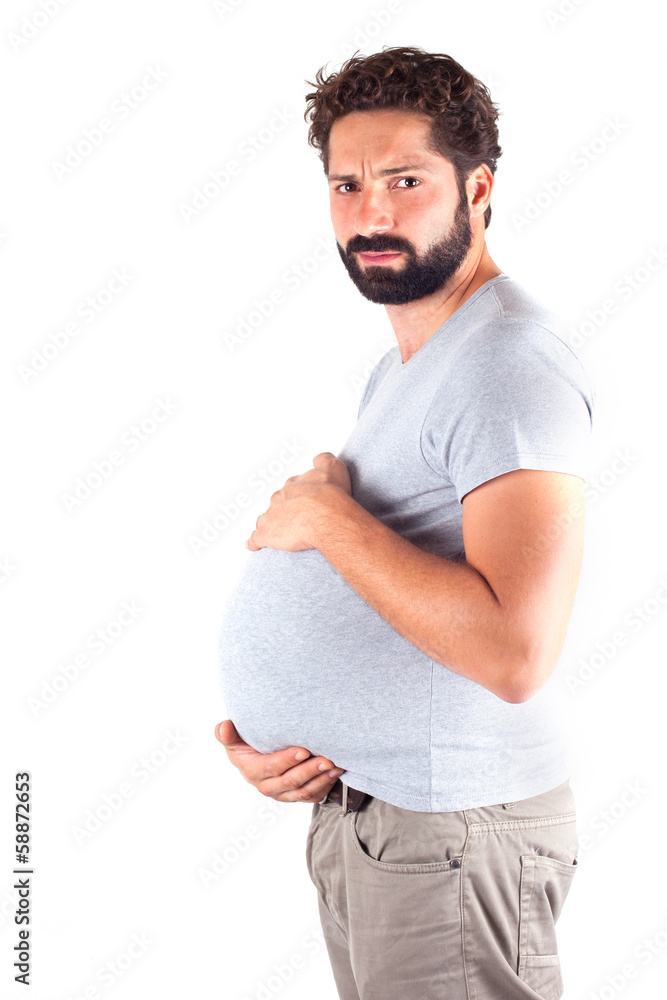 image of pregnant man isolated on white background Stock Photo | Adobe ...