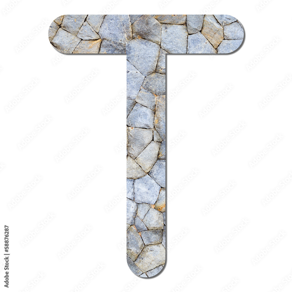 Font stone wall texture alphabet T Stock Photo | Adobe Stock