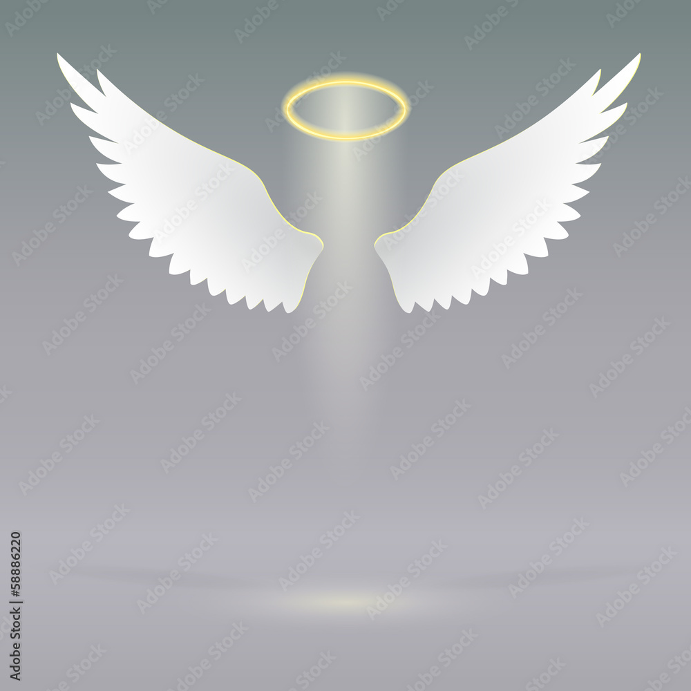 Angel wings on heavenly Stock Vector | Adobe Stock