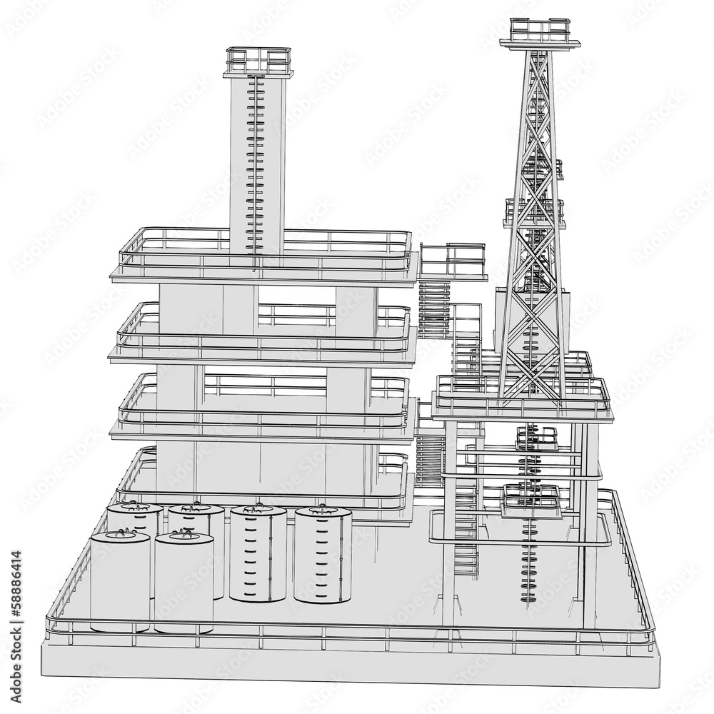 cartoon image of oil rig Stock Illustration | Adobe Stock