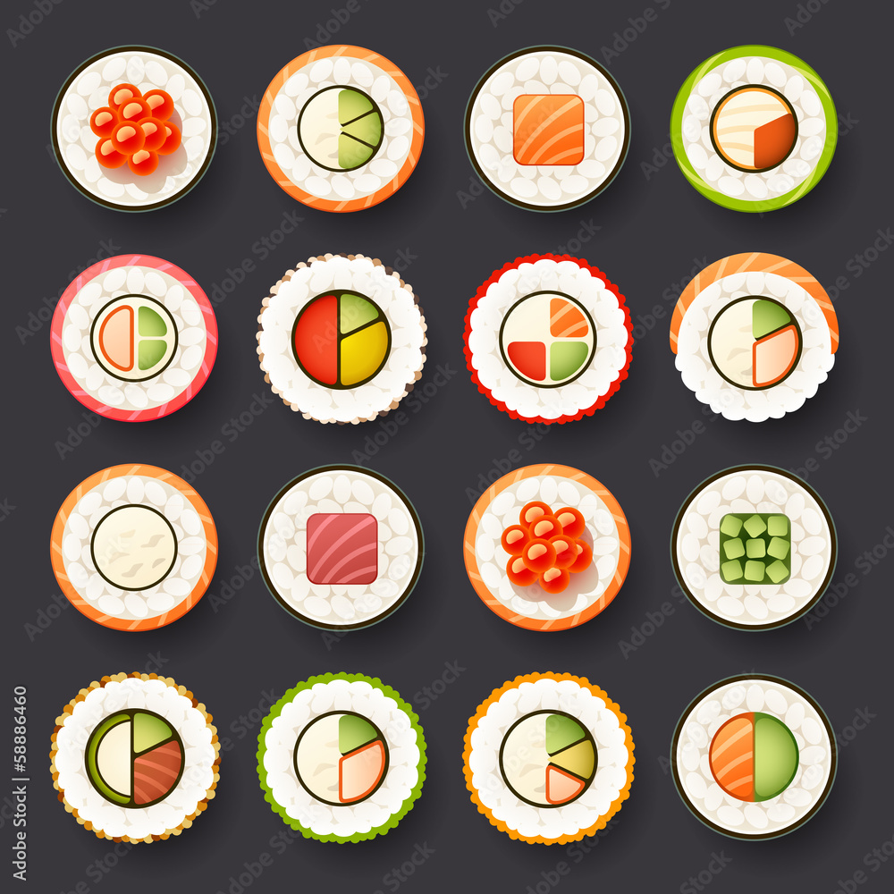sushi icon set Stock Vector | Adobe Stock