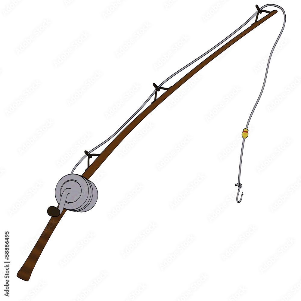 cartoon image of fishing rod Stock Illustration | Adobe Stock