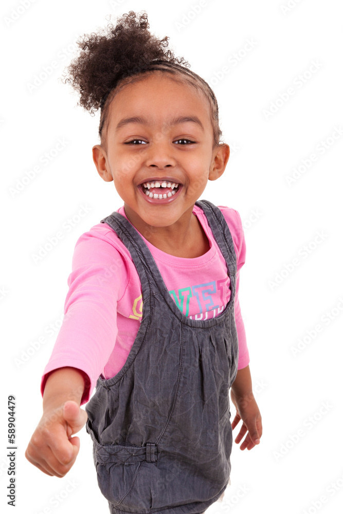 Portrait of an african american little girl making thumbs up - Stock ...