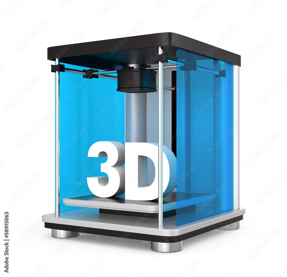 3D printer on white background Stock 일러스트레이션 | Adobe Stock