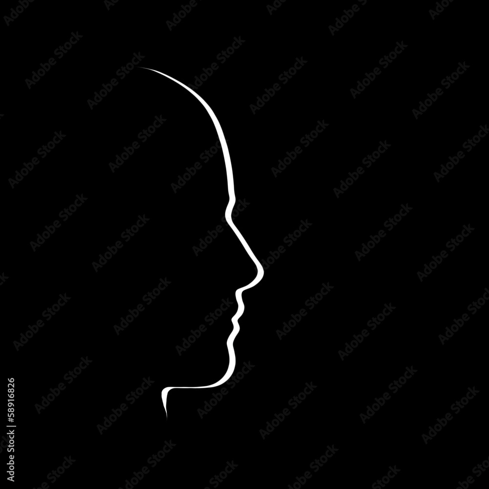 Human face silhouette Stock Illustration | Adobe Stock