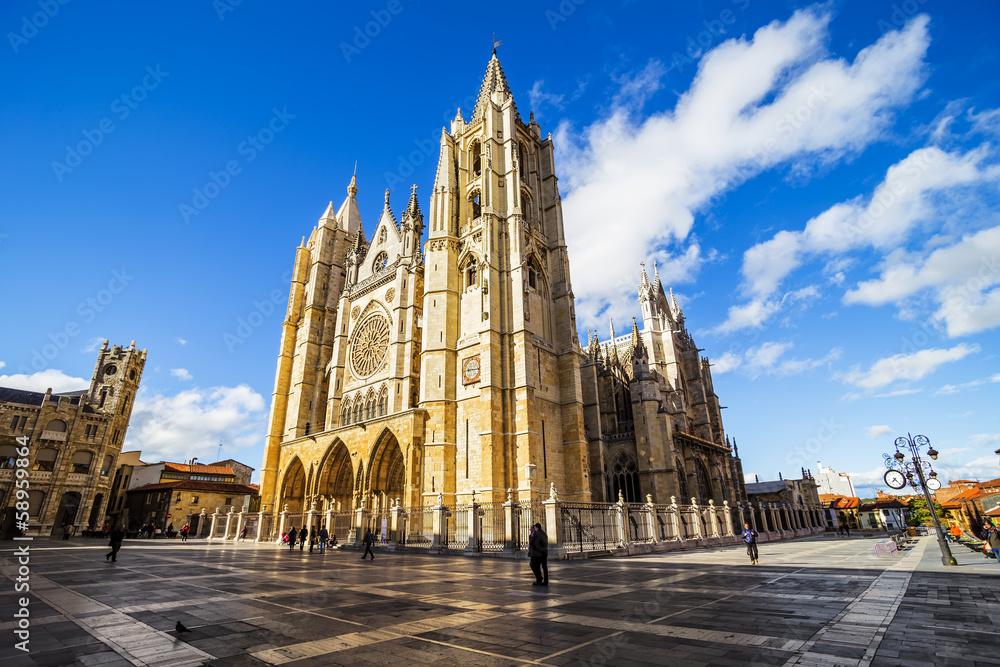 Gothic Cathedral of Leon, Castilla Leon, Spain Stock Photo | Adobe Stock