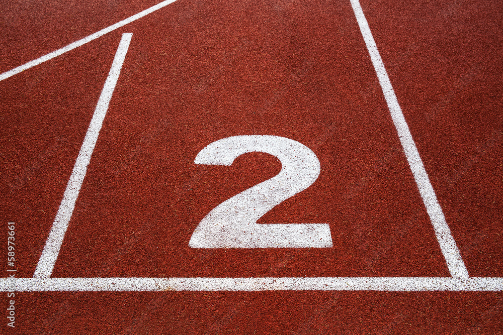 Running track with number 2, texture for background. Stock Photo ...