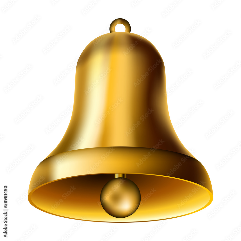 Golden bell isolated Stock Vector | Adobe Stock