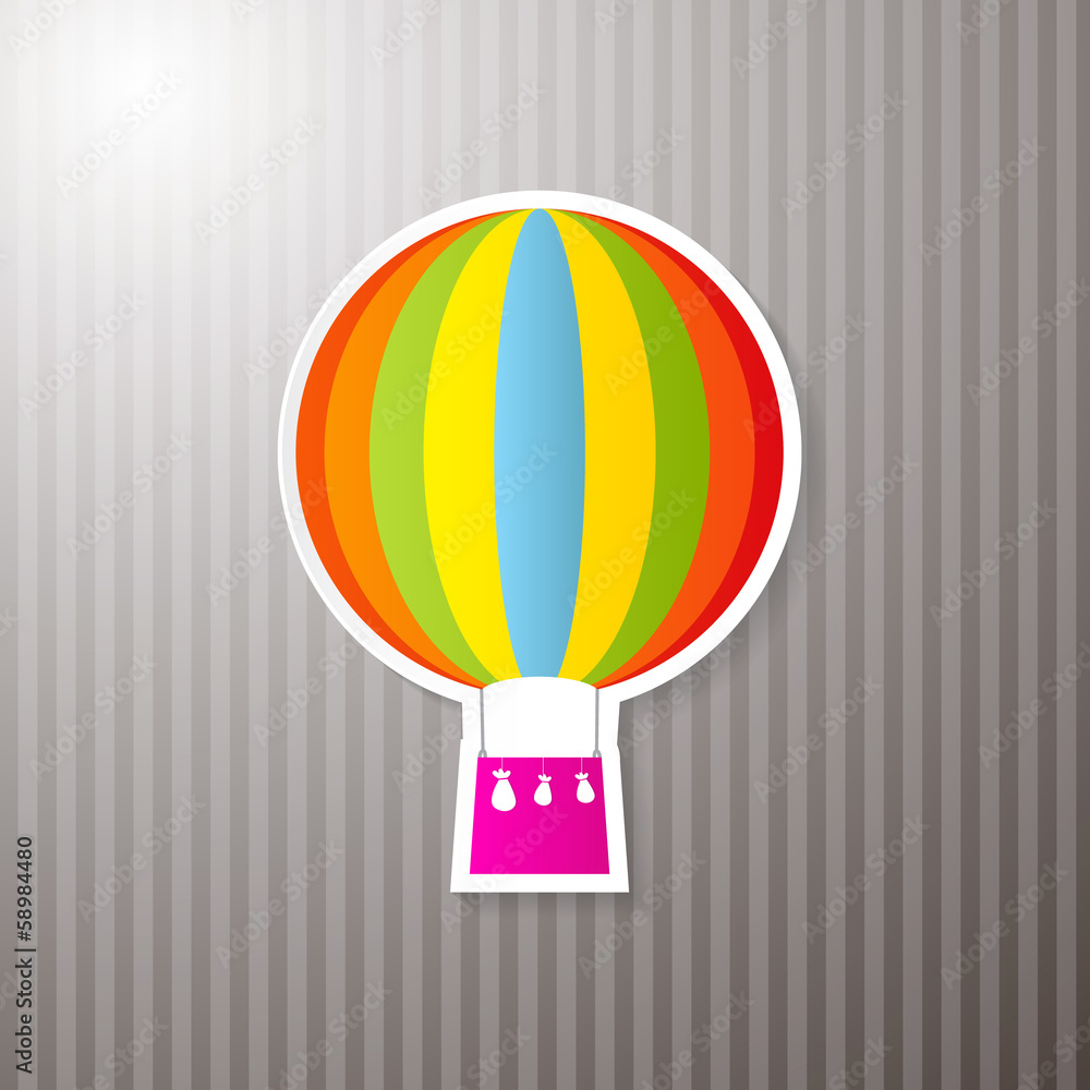 Paper Colorful Hot Air Balloon on Cardboard Background Stock Vector ...