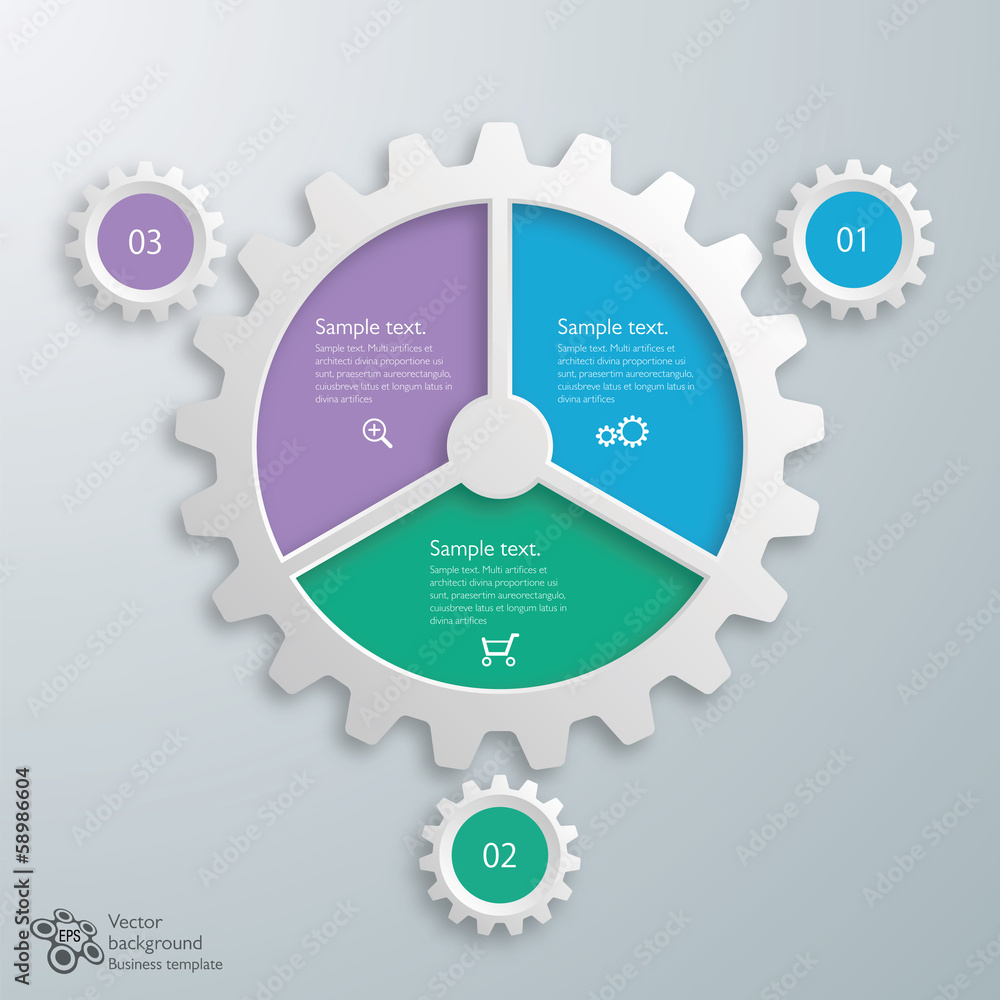 Gears and cogs graphics #Vector Chart design_3-Step Process Stock ...