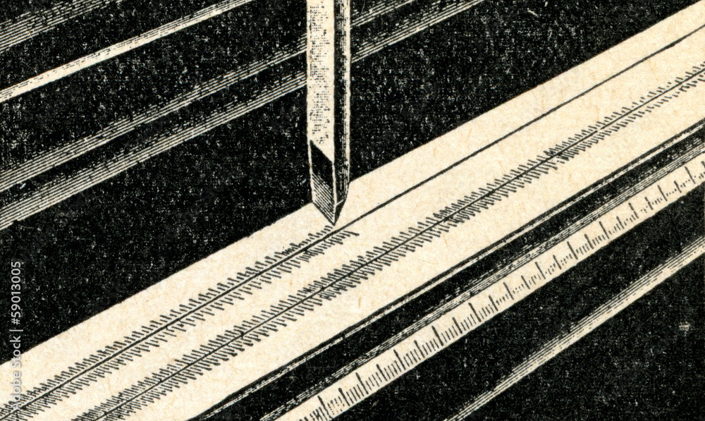 Fabrication of logarithmic scale for slide rule Stock Photo | Adobe Stock