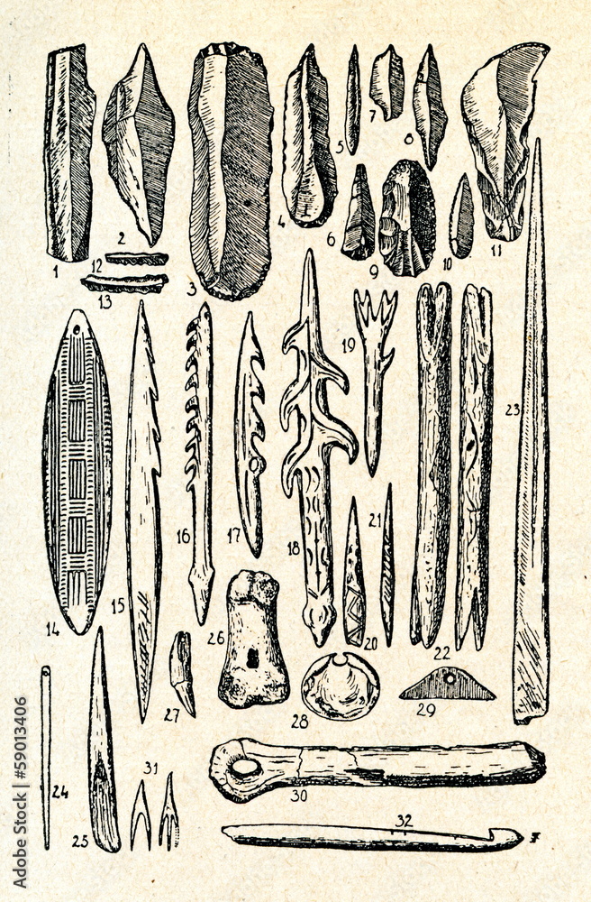 Magdalenian tools and weapons Stock Photo | Adobe Stock
