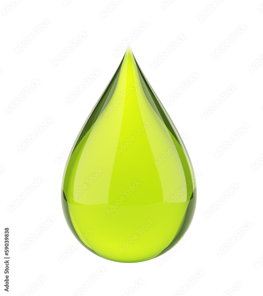 Falling green drop on white isolated with clipping path. Stock ...