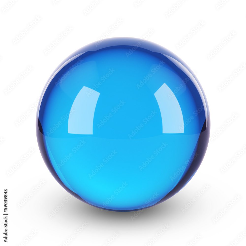 Blue clear glass sphere on white isolated with clipping path Stock ...