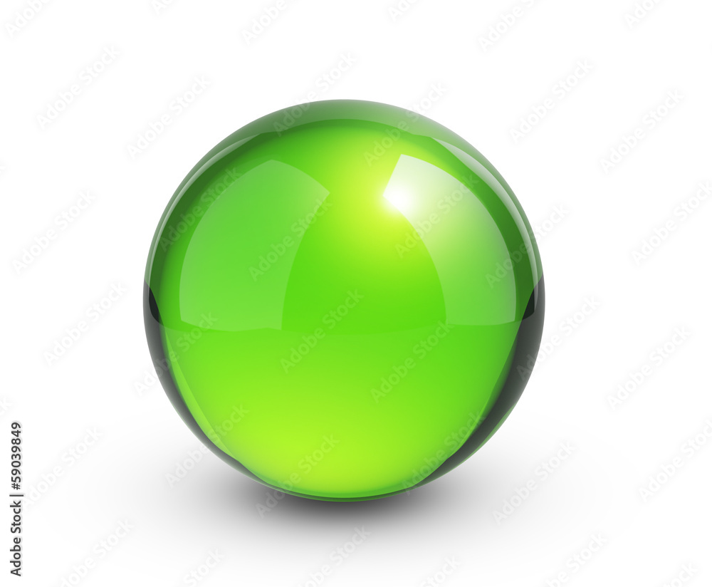 Green sphere render with shadow on white - clipping path Stock ...