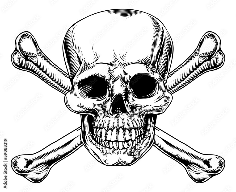 Vintage Skull and Crossbones Sign Stock Vector | Adobe Stock